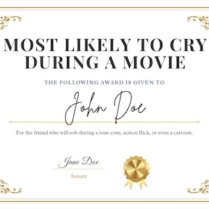 50 Funny Printable Awards for Friends | Funny Work Awards | Hilarious ...