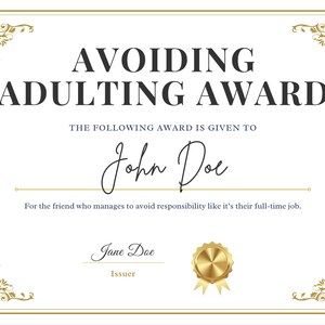 50 Funny Printable Awards for Friends | Funny Work Awards | Hilarious ...