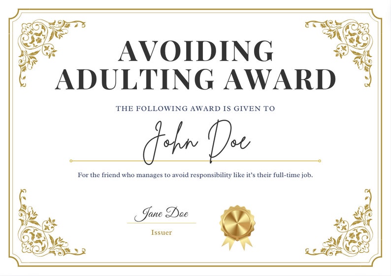 50 Funny Printable Awards for Friends | Funny Work Awards | Hilarious ...