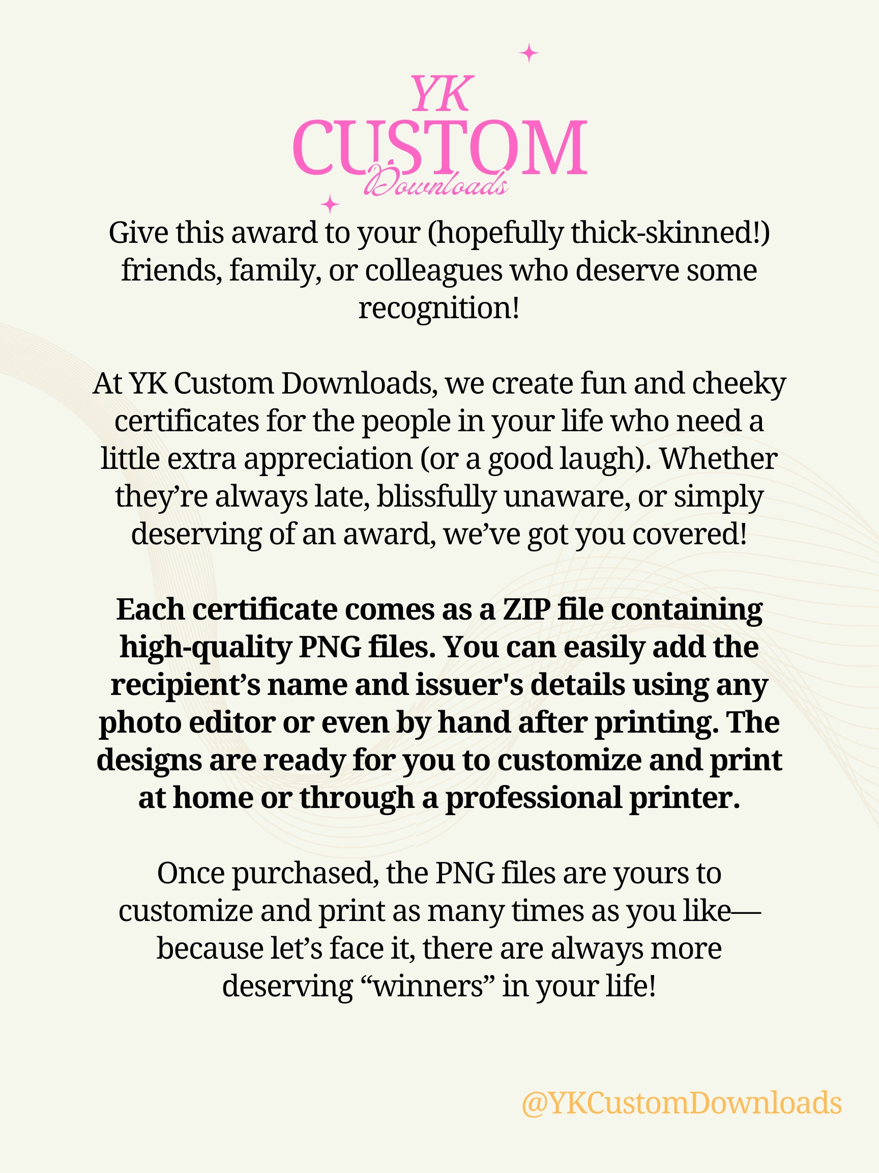 50 Funny Printable Awards for Friends | Funny Work Awards | Hilarious ...