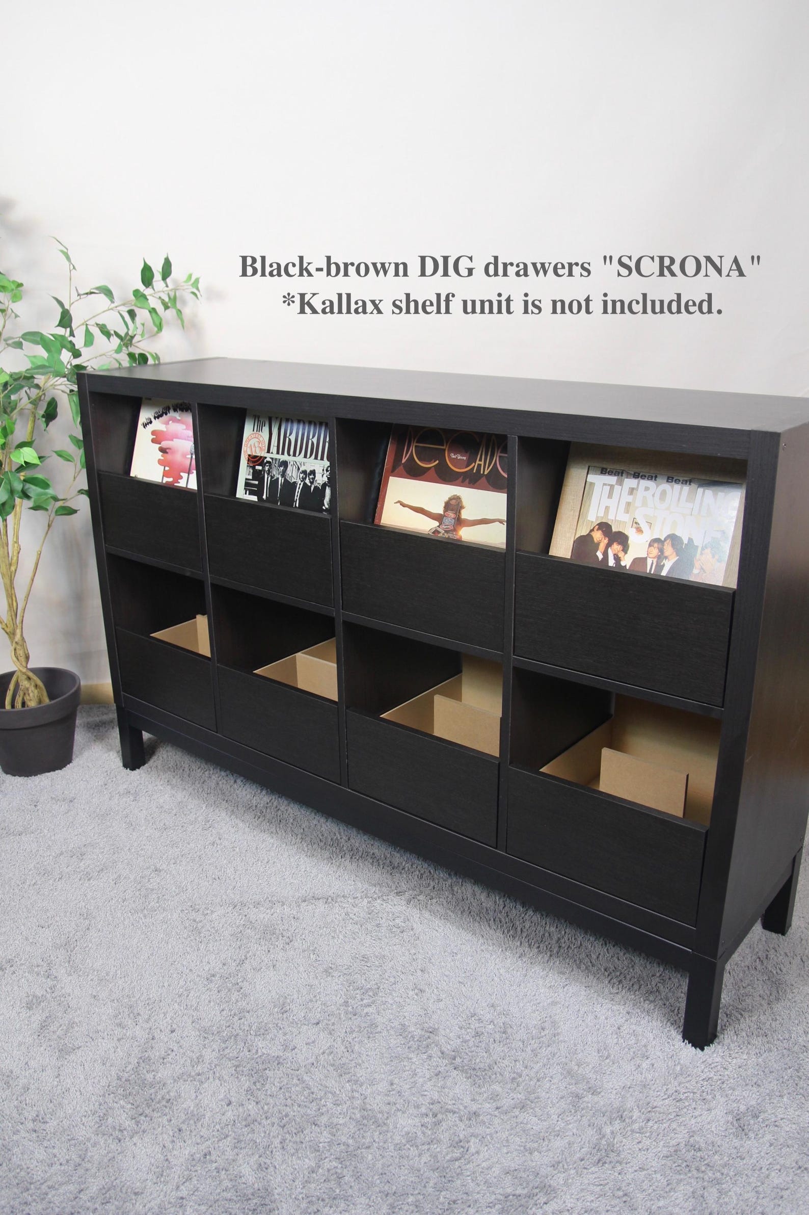 IKEA Kallax Vinyl Record Storage Drawers, LP Dig Cabinet Hack SCRONA - Etsy