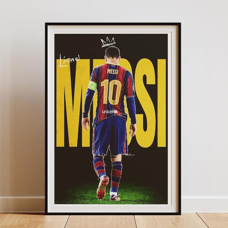 Lionel Messi Football Poster - Soccer Wall Art Print - Vintage Style ...