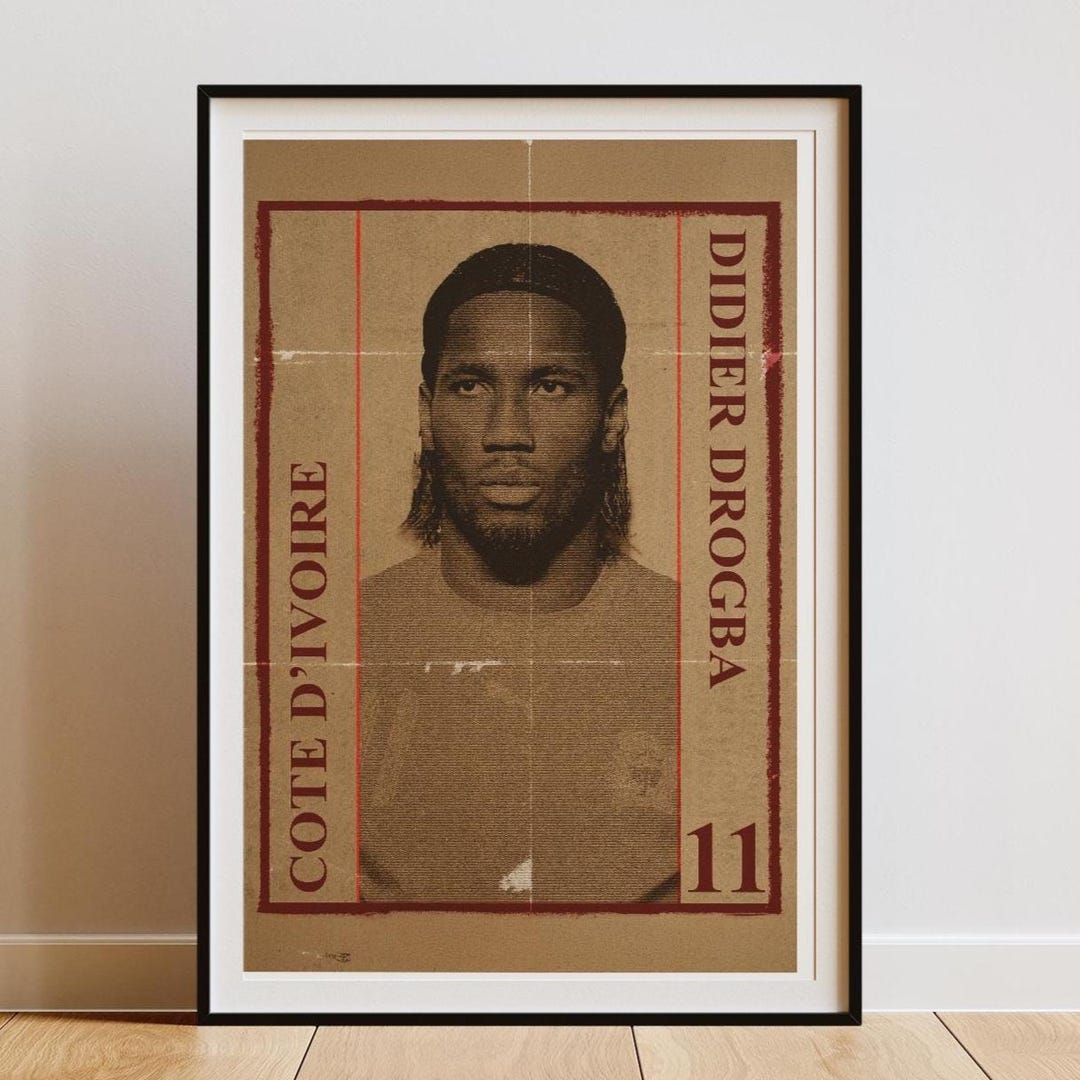 Didier Drogba Football Poster – Vintage Chelsea Wall Art, Retro Sports ...