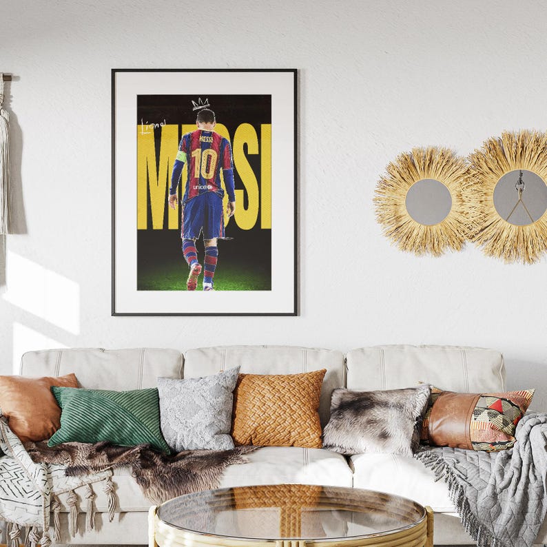 Lionel Messi Football Poster - Soccer Wall Art Print - Vintage Style ...