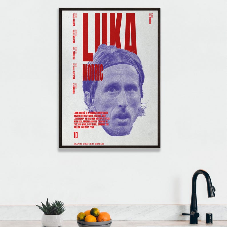 Luka Modric Soccer Wall Art Print - Sports Poster, Contemporary Luka ...