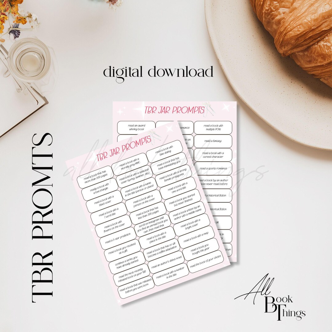 TBR Jar Prompts Printable | 60 Reading Prompt Pages | Book Challenge ...