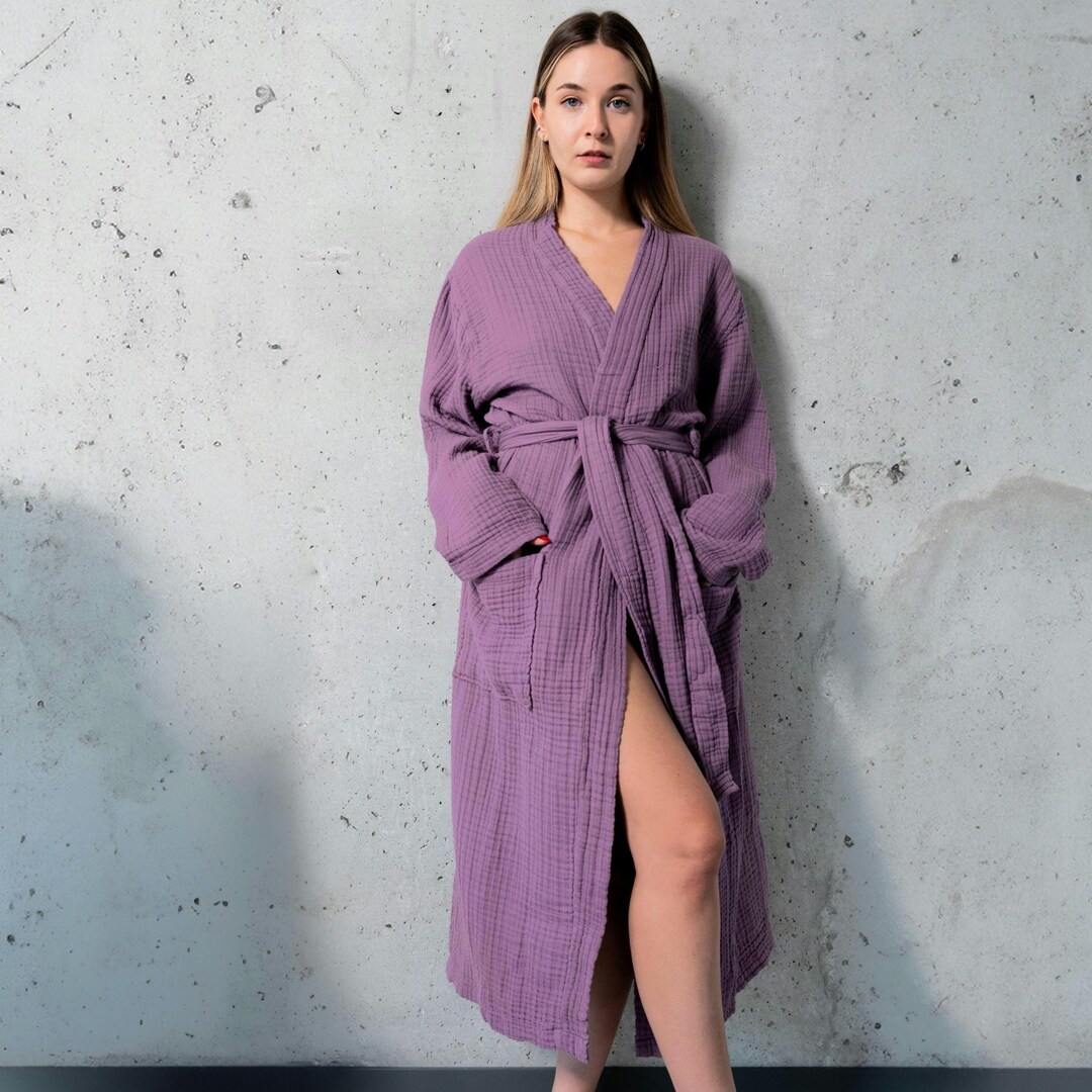 Soft Cotton Loungewear Muslin Robe, Turkish Cotton Robe, Extra Soft ...