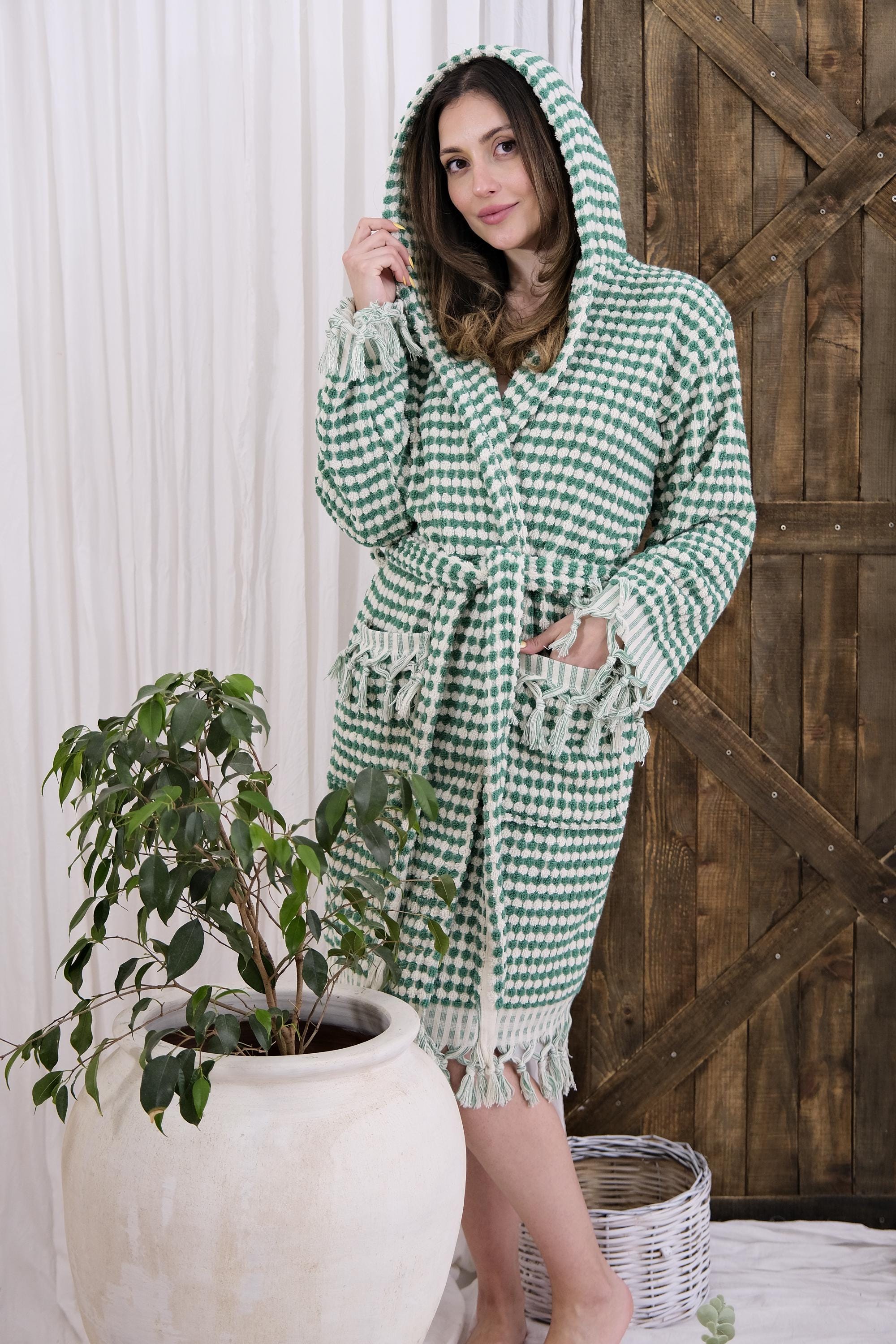 Handwoven Turkish Cotton Bubble Robe: Soft Organic Bathrobe - Etsy