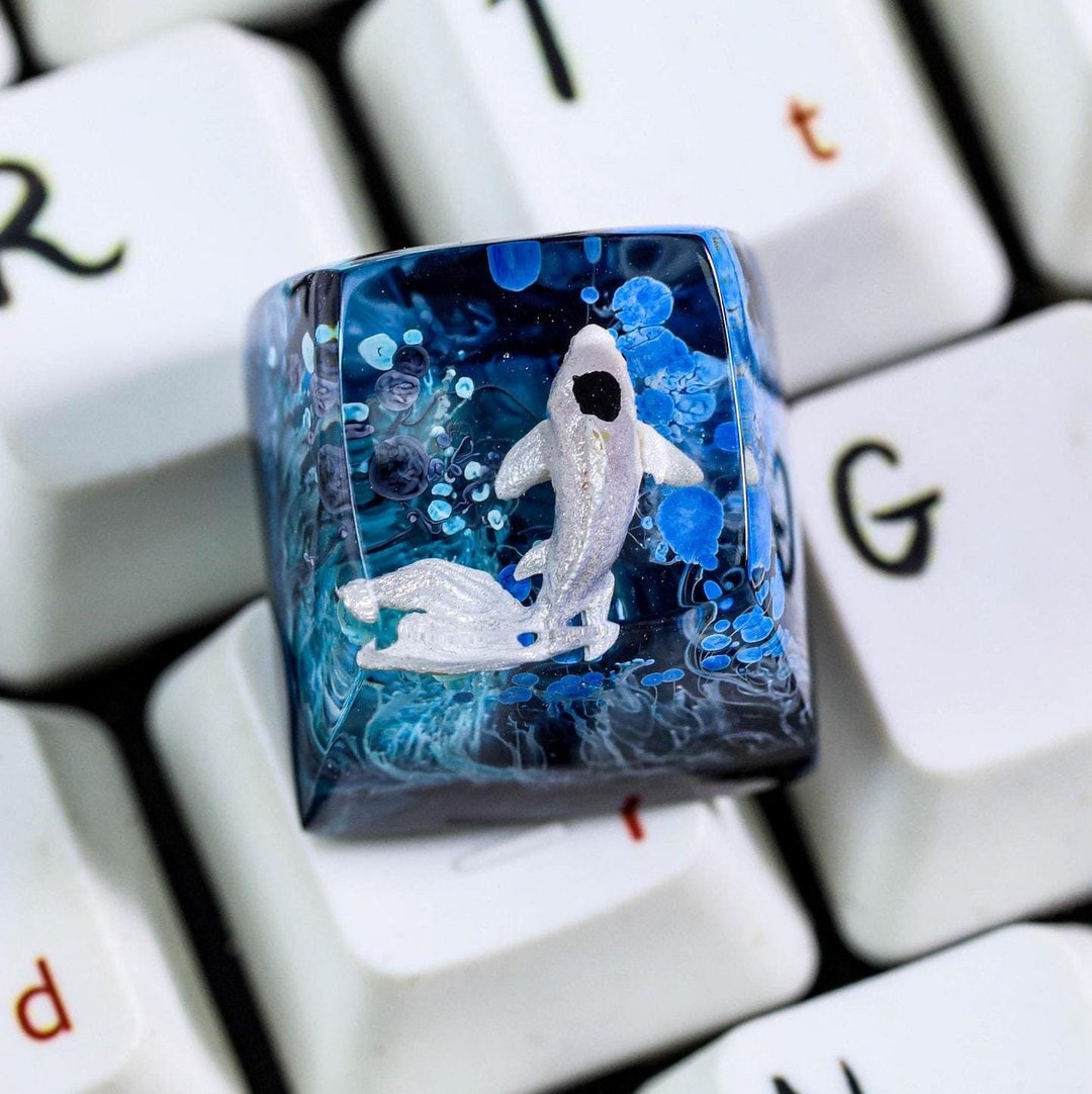 Blue Koi Keycaps for Custom Keyboard Resin Artisan Keycap for Cherry MX ...