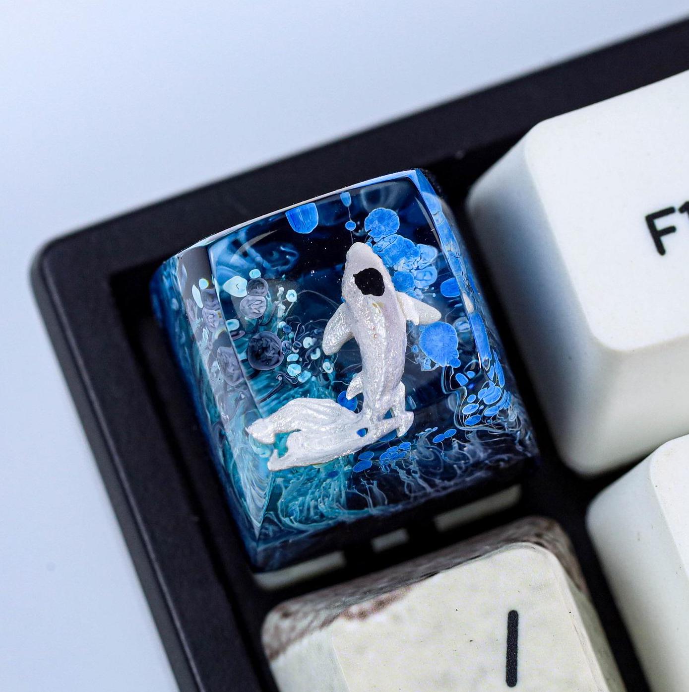 Blue Koi Keycaps for Custom Keyboard Resin Artisan Keycap for Cherry MX ...