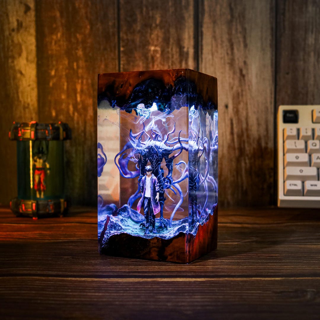 Sung Ji.nw.oo X Beru Figure Epoxy Lamp, Custom Solo Leveling Sung Jin ...