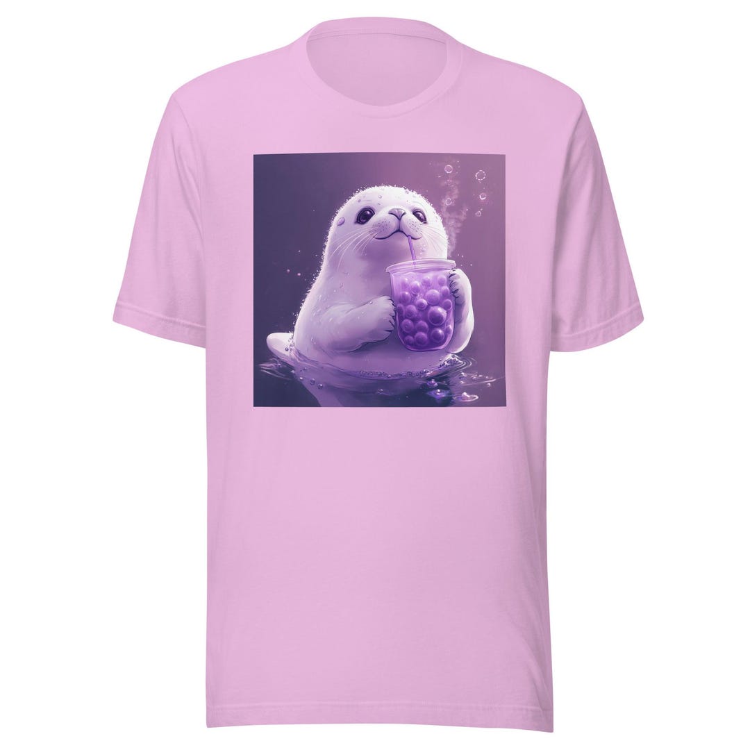 Purple Boba White Harp Seal Pup Bubble Tea Unisex Tee - Etsy