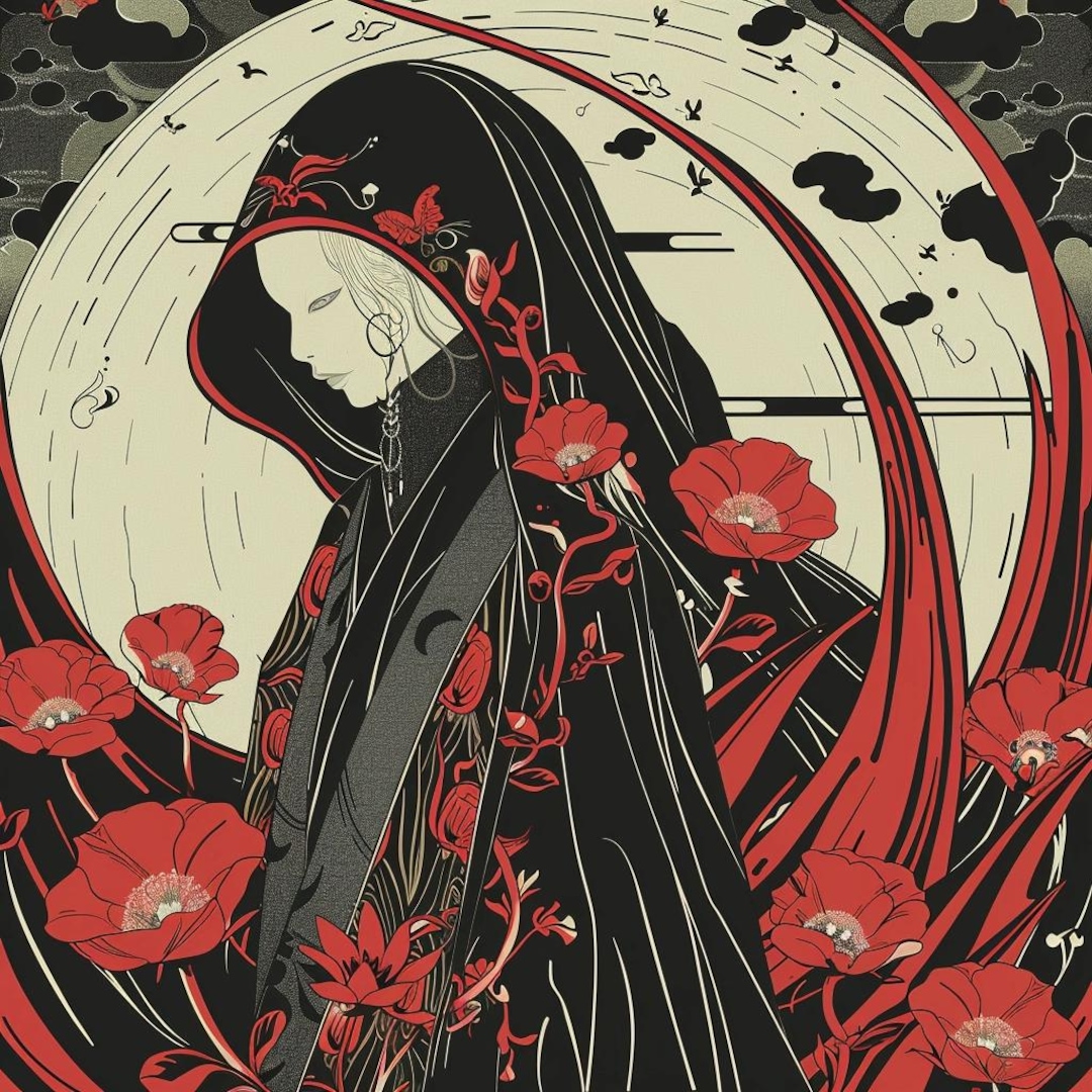 Cloaked Moon Floral Man Mysterious Night Anime Unisex Tee - Etsy