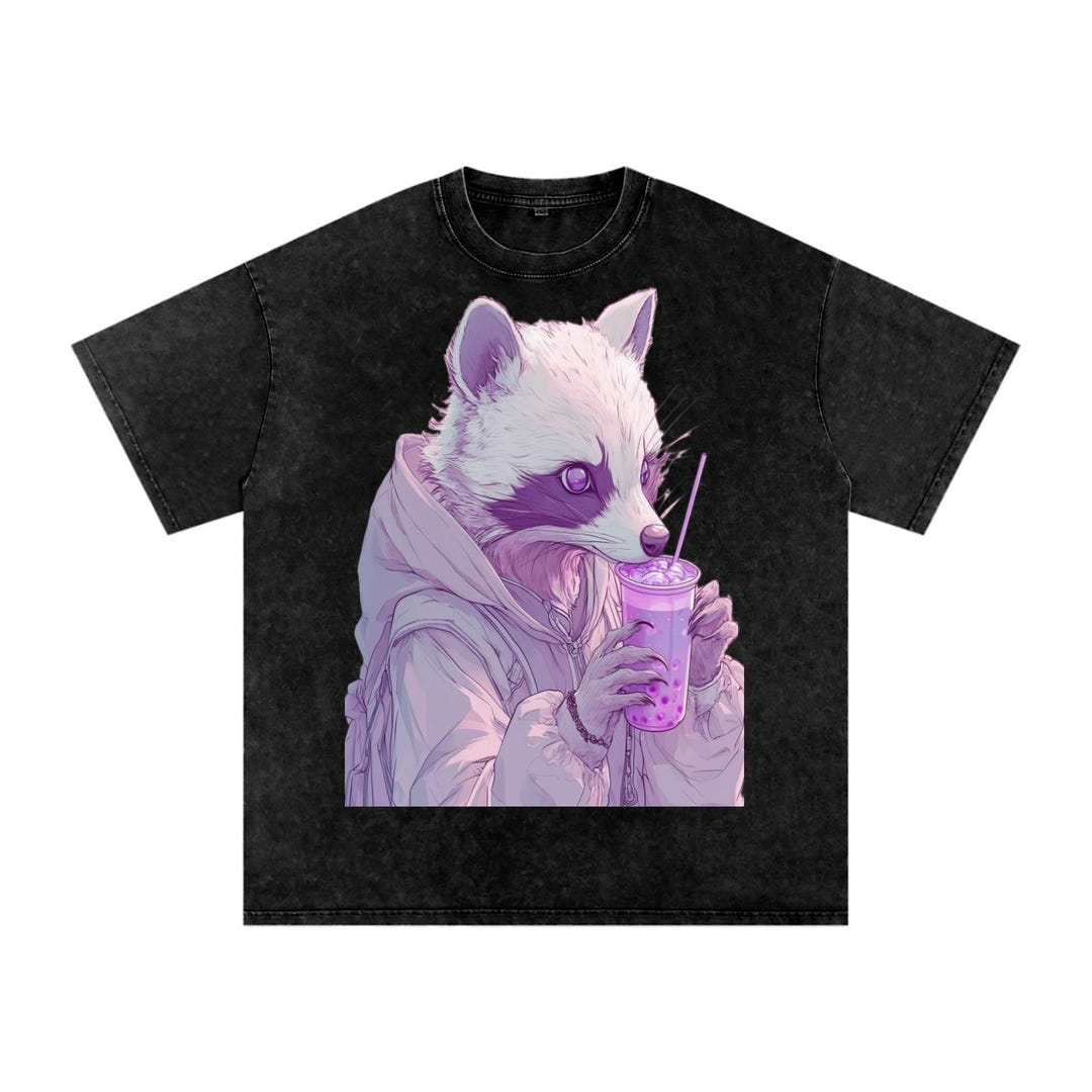 Pastel Pink Lavender Racoon Rainy Day Grunge Punk Anime Boba Tea ...