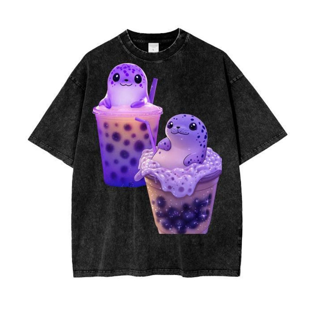 Pastel Boba Tea Latte Purple Pastel UV Spotted Taro Seal Streetwear Fit ...