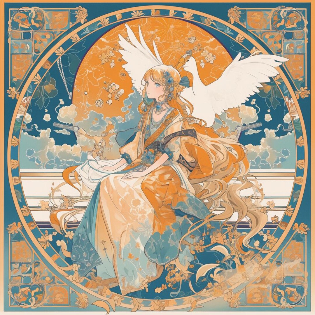 Avant Gold Goose Lady Anime Goddess Navy Blue Yellow Unisex Tee Bella ...