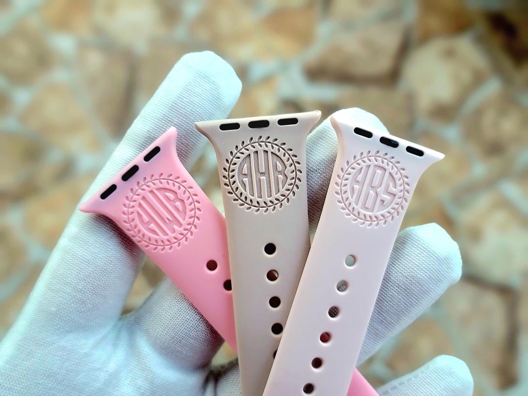 Personalized Apple Watch Band: Engraved Monogram Silicone Strap - Etsy