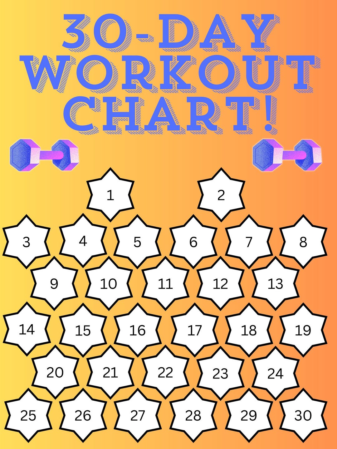 30-day Workout Chart - Etsy