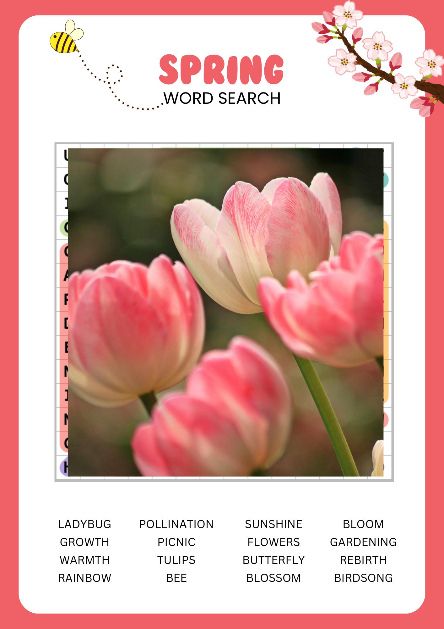 Spring Word Search, Spring Word Search, Printable Spring Season Word ...