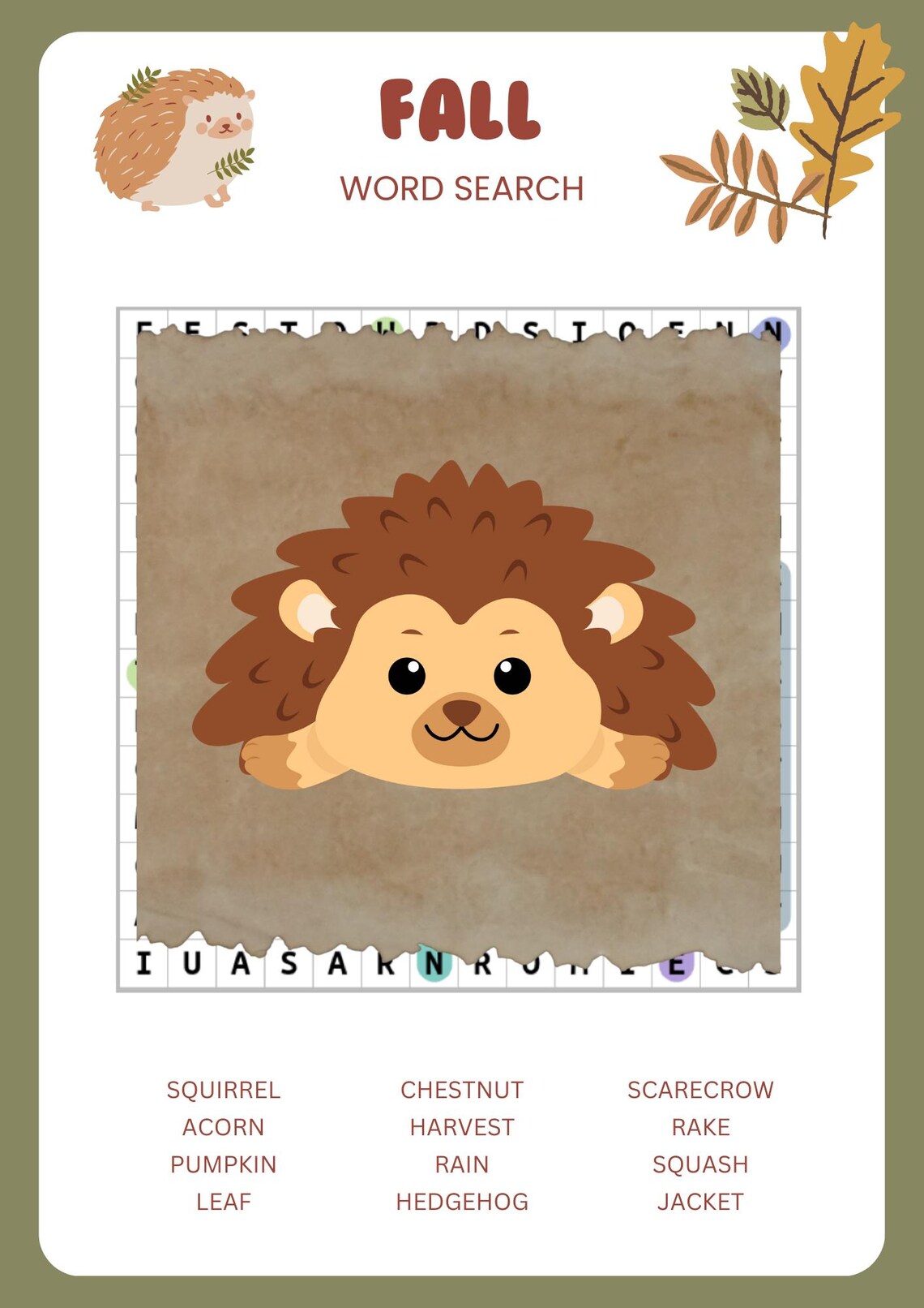 Fall Word Search, Autumn Word Search, Printable Fall Season Word ...