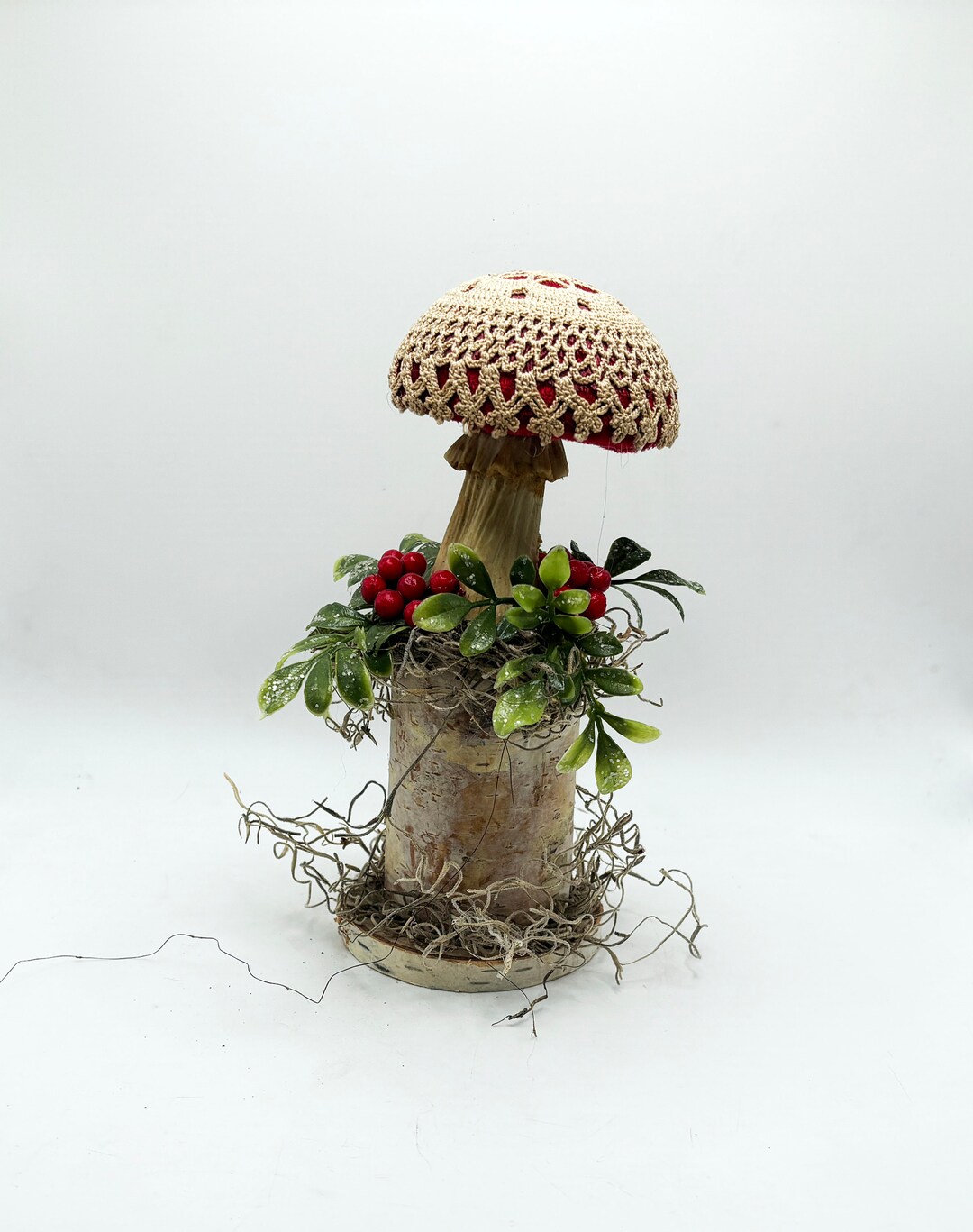 Velvet Mushrooms Home Decor Vintage Lace Woodland Forest Fairy Garden ...