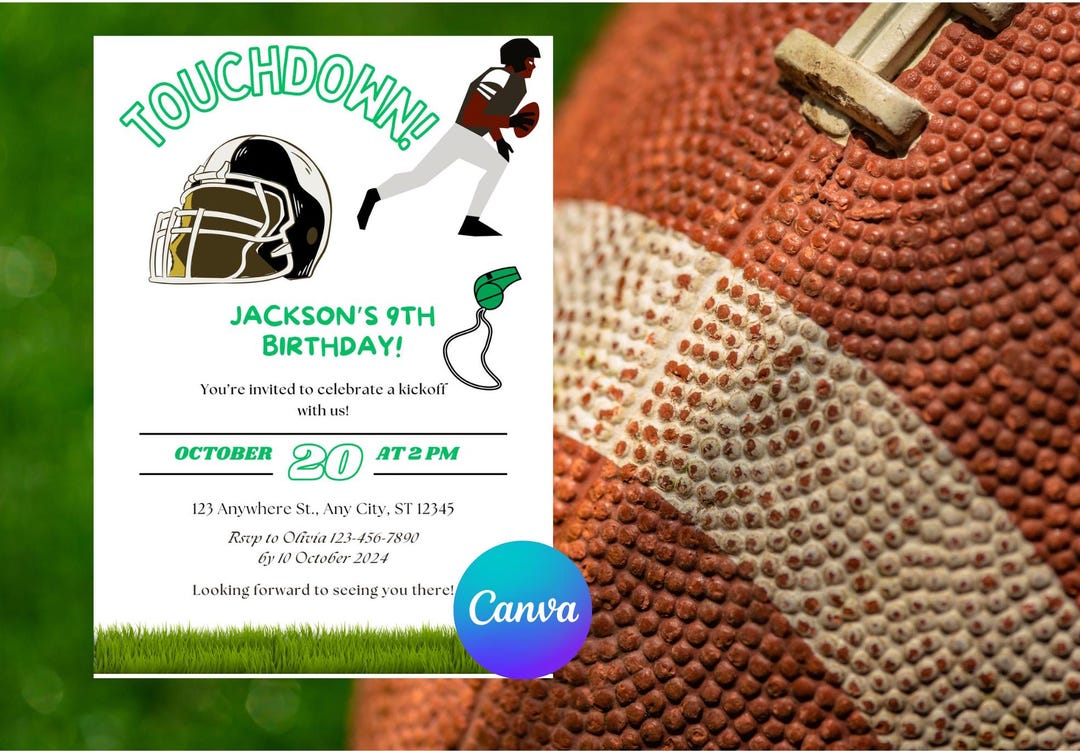 Football Birthday Invitation, Boys Birthday Invitation, Kick Off ...