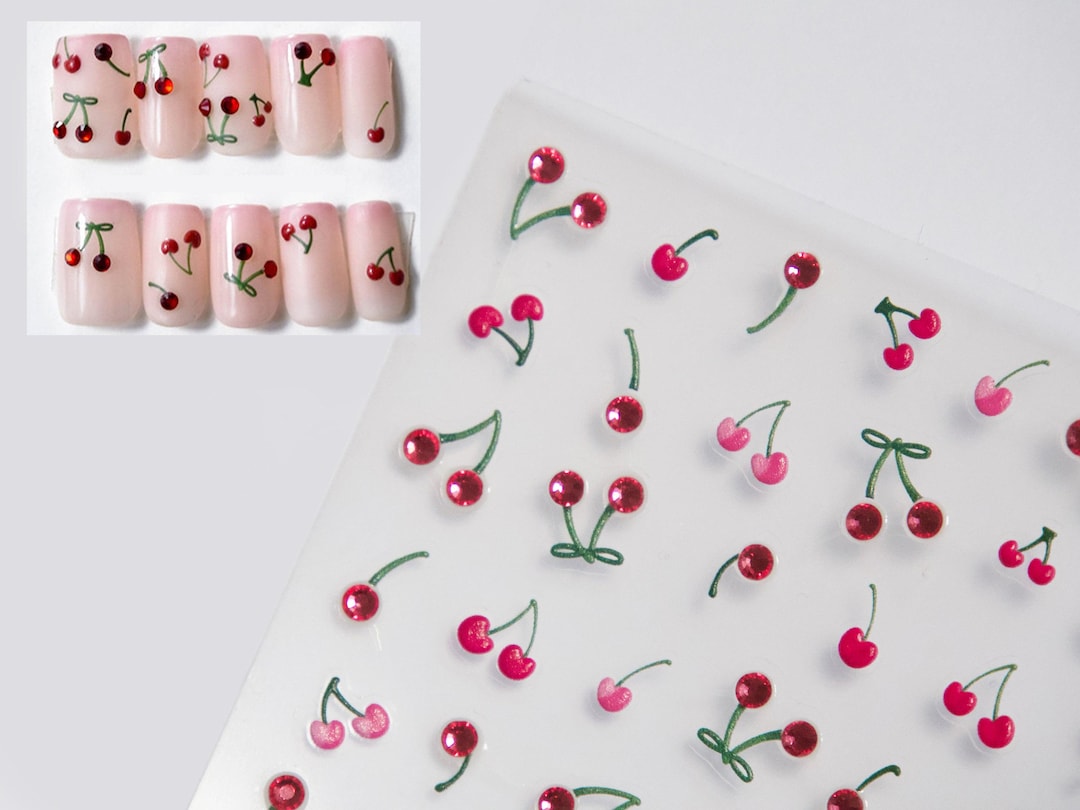 Red and Hot Pink Cherry Fruity Nail Art Sticker - Etsy
