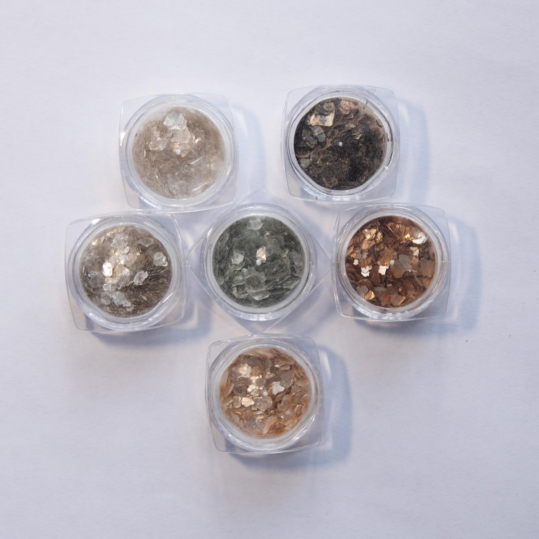 6 Grid Mica Sheet Nail Art Accessories – Ultra Thin Metallic Mineral ...