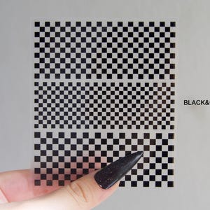 Black White Checkered Nail Art Stickers, Peel off Tips Decals - Etsy
