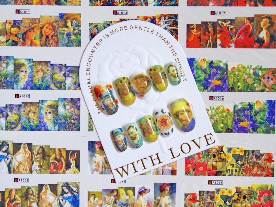 12sets Van Gogh and Da Vinci Mona Lisa Water Transfer Nail Tattoo ...