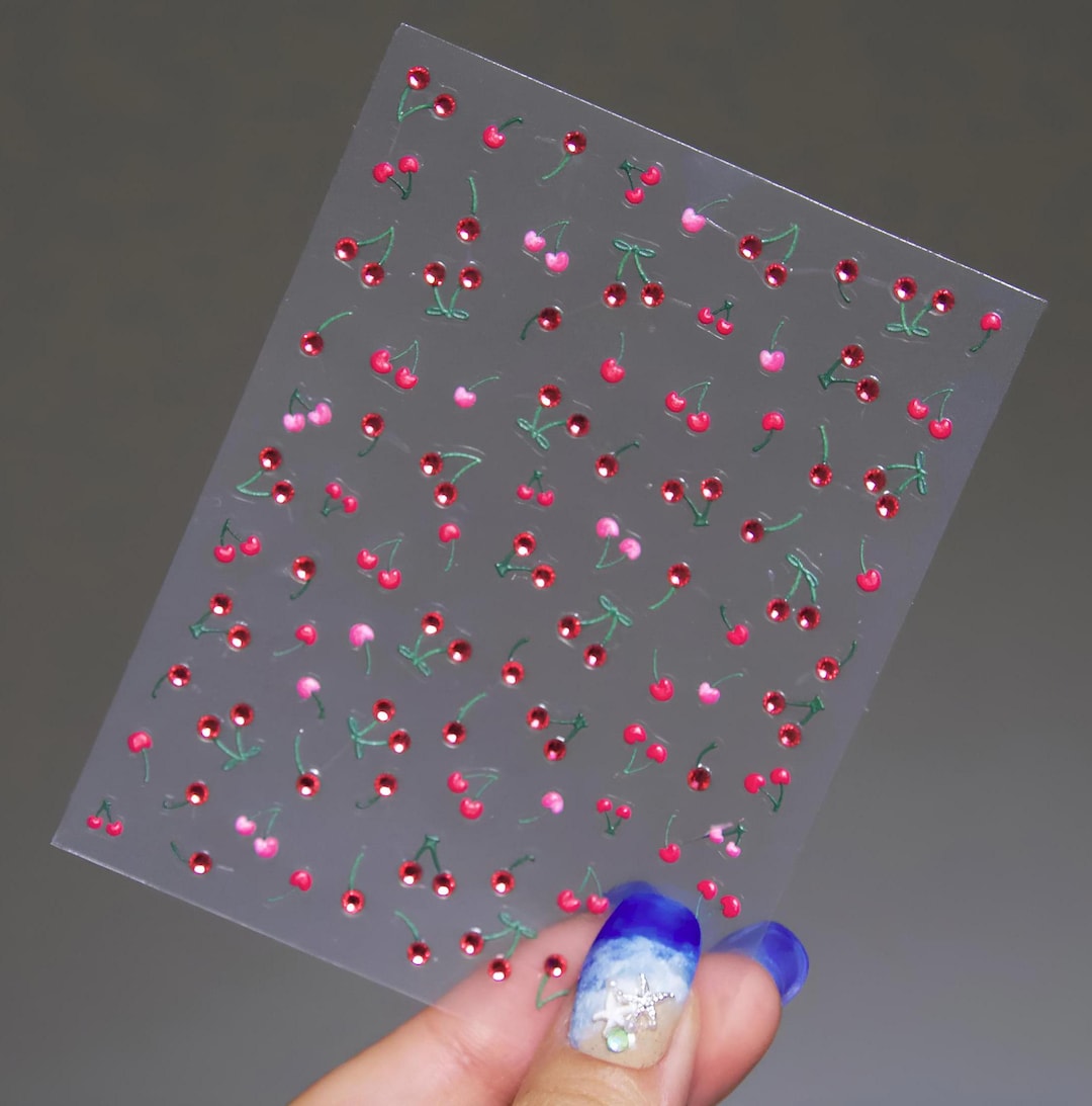 Red and Hot Pink Cherry Fruity Nail Art Sticker - Etsy