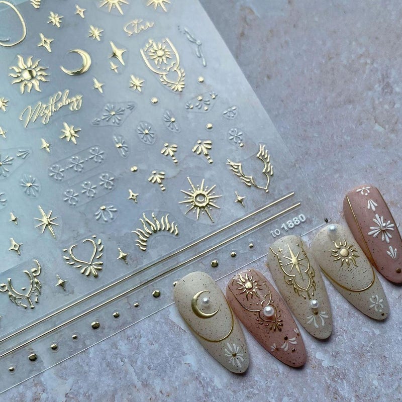 Silver Nail Stickers & Decals - Etsy UK