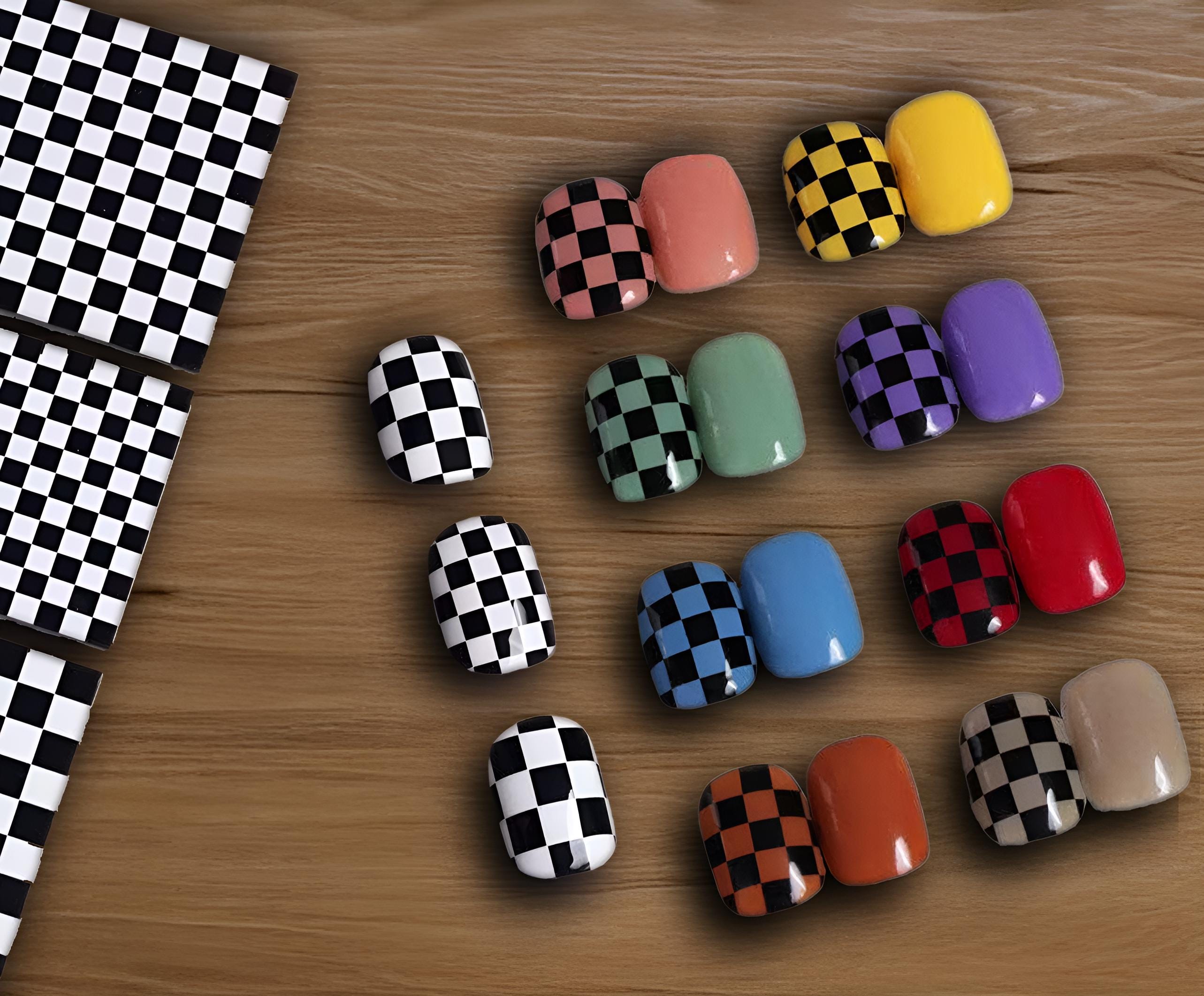 Black and White Checkered Plaid Pattern Nail Art Sticker/ Square Grids ...