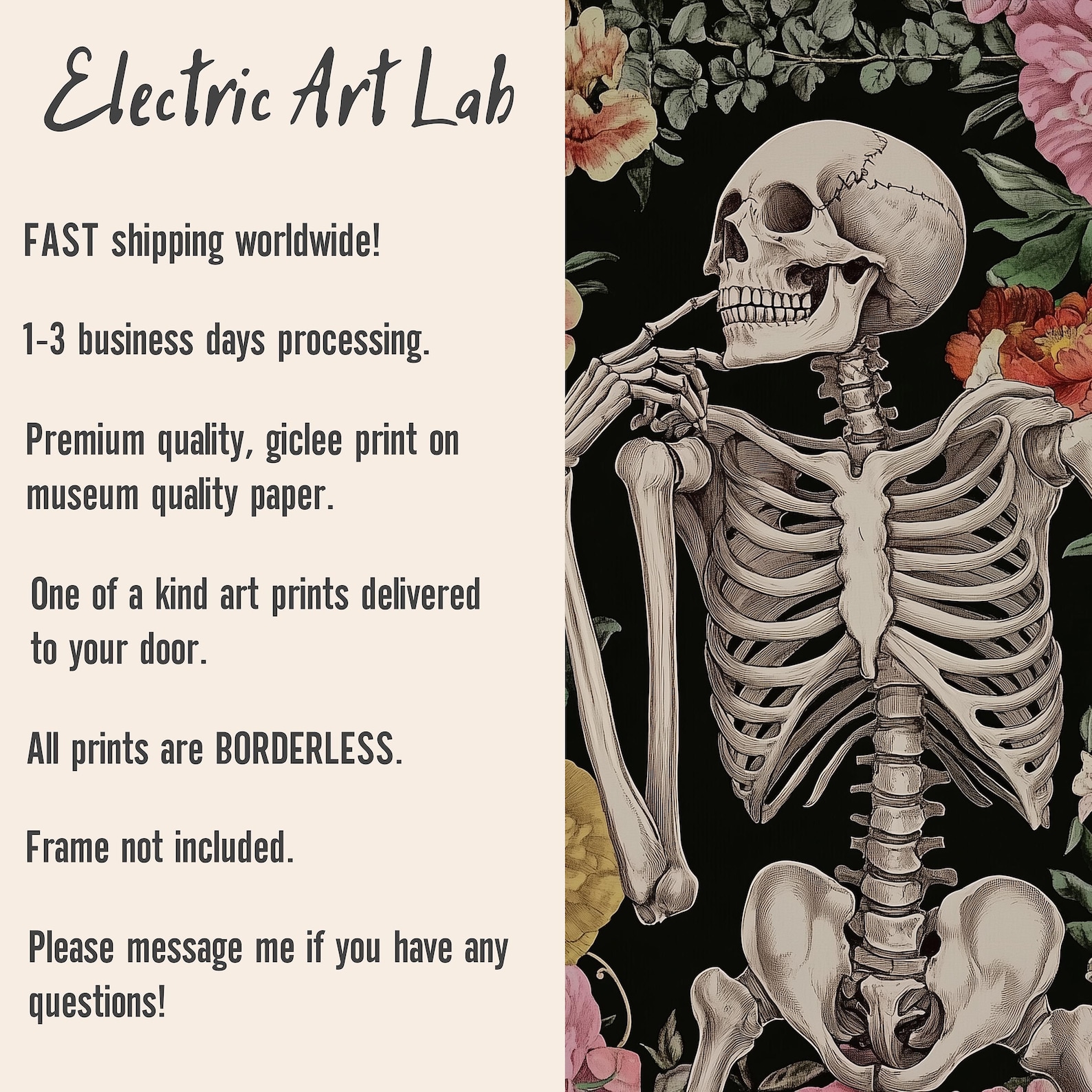 Overthinker Tarot Card Print, Skeleton Wall Art, Dark Academia Mental ...