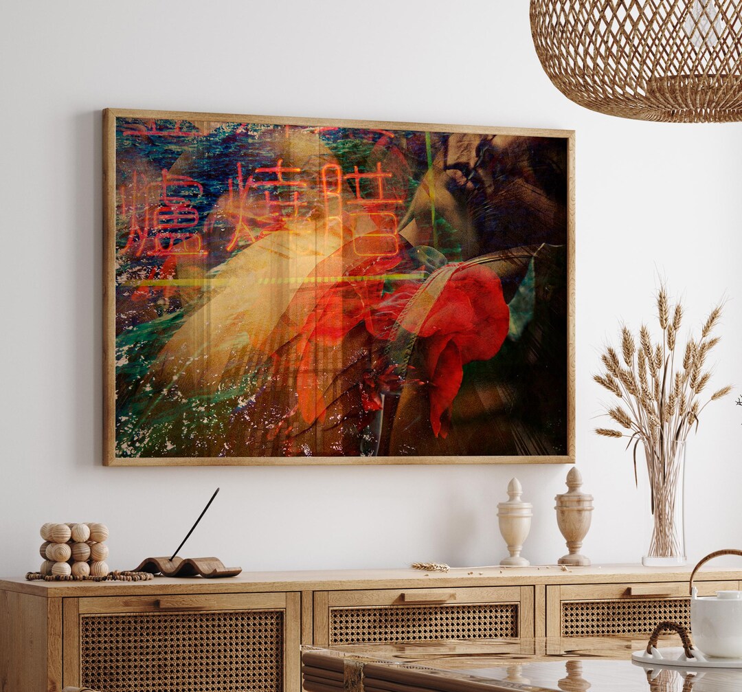 Large Colorful Wall Art, Eclectic Maximalist Wall Art, Woman Floats in ...