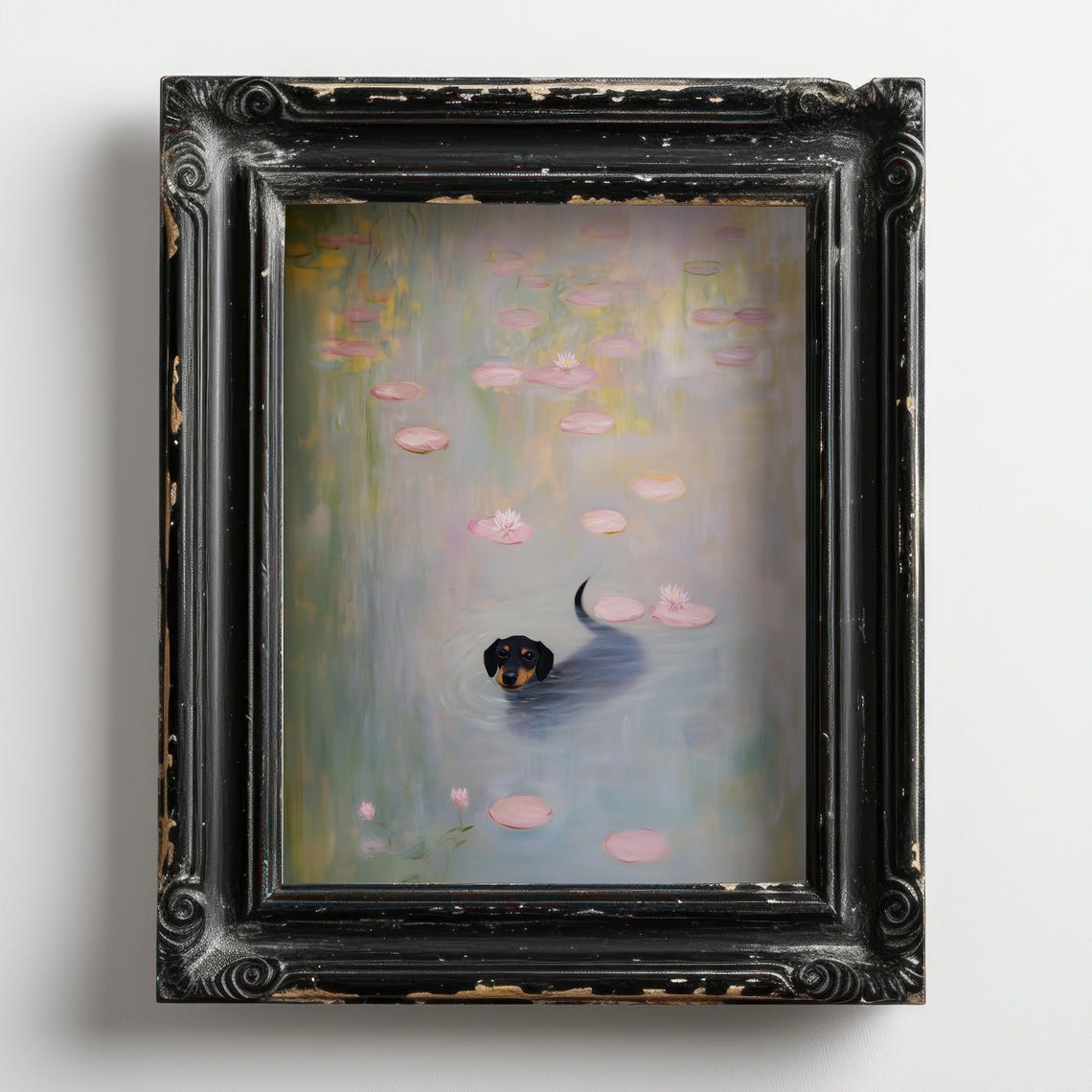 Monet Waterlily Dachshund Wall Art, Claude Monet Dog Poster, Doxie Art ...