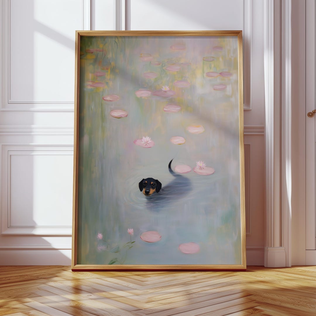 Monet Waterlily Dachshund Wall Art, Claude Monet Dog Poster, Doxie Art ...