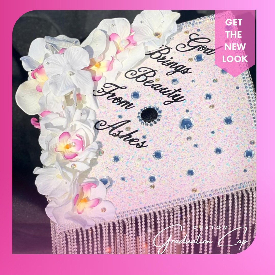 Luxury Rhinestone Graduation Cap Topper With Floral Accents ...