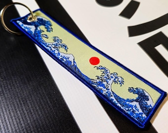 Great Wave off Kanagawa Flight Tag Keyring Green - Etsy