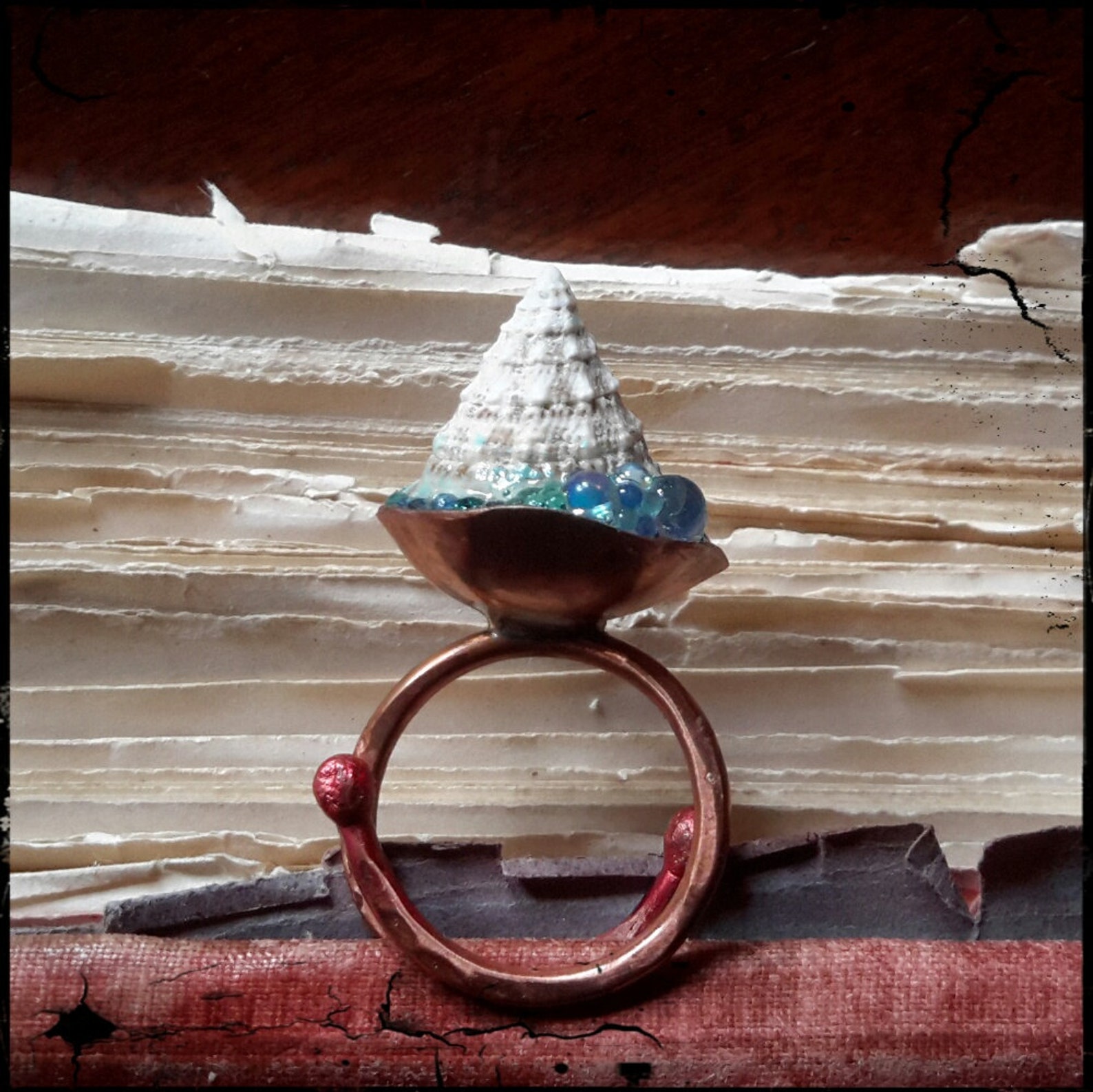 Sea Ring Nautilis Regalis Ocean Shell Adjustable Copper Art Ring - Etsy