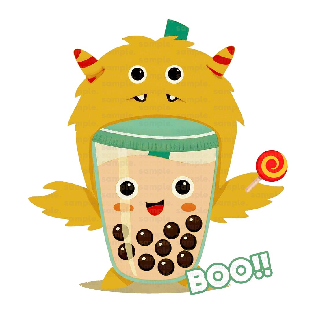 Cute Boba Tea Monster Png, Halloween Png, Boba Tea Png, Halloween ...