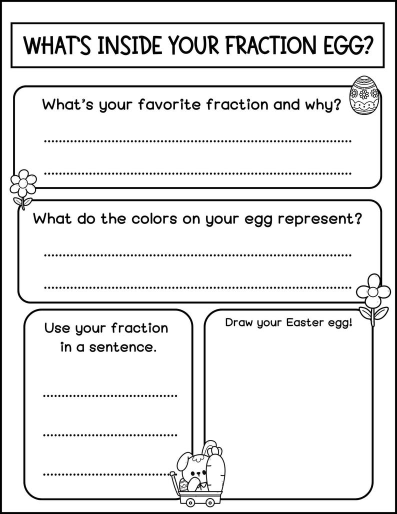 Easter Fraction Craftivity | Build a Spring Egg Basket + Writing & Math ...