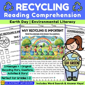 Recycling Reading Comprehension Passages and Activities | Earth Day ...