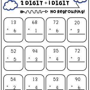 Printable 2-digit Plus 1-digit Addition Worksheets | No Regrouping ...