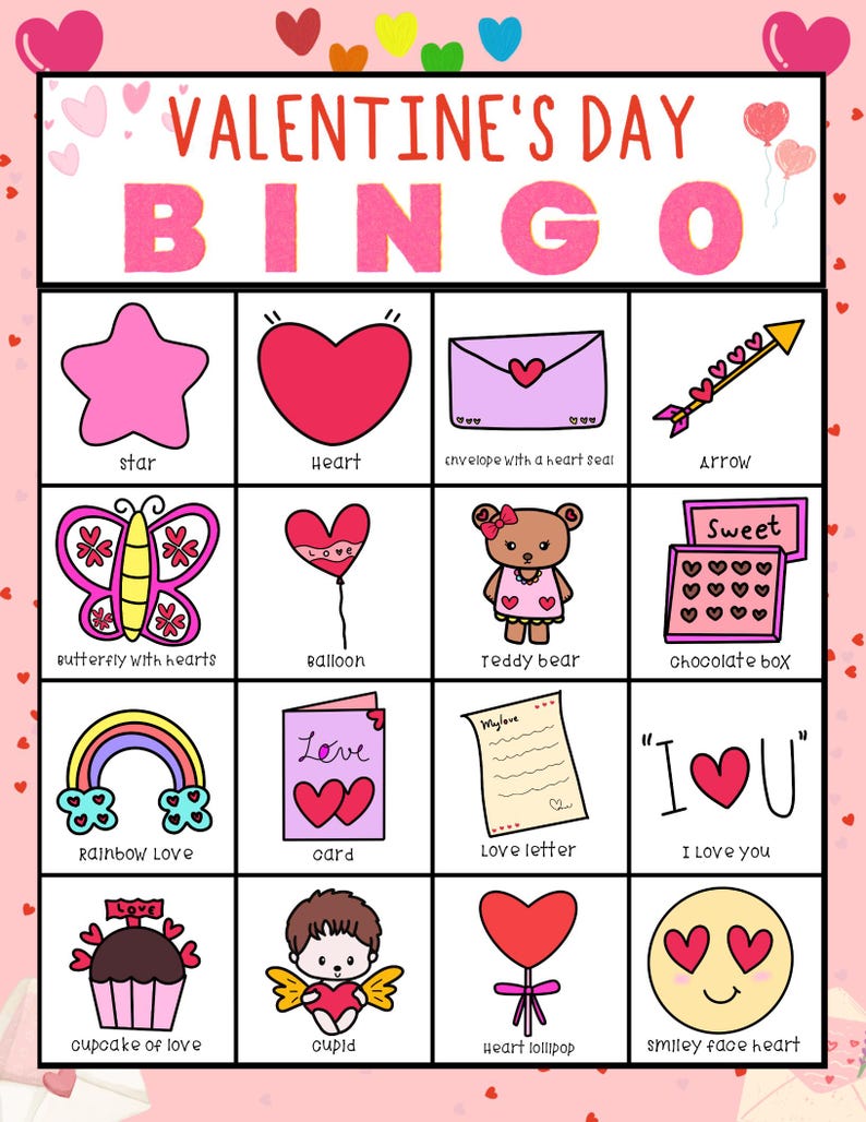 Valentine's Day Bingo - Fun & Engaging Game for Kids - Etsy