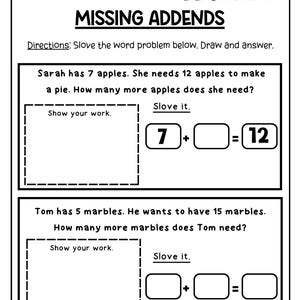 Missing Addends to 20 Worksheet - Etsy