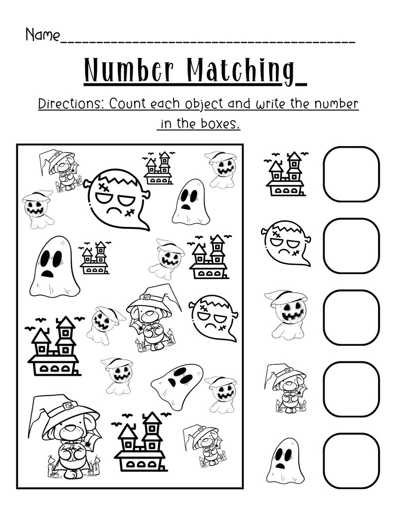Counting Worksheets Halloween - Etsy