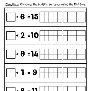 Missing Addends to 20 Worksheet - Etsy