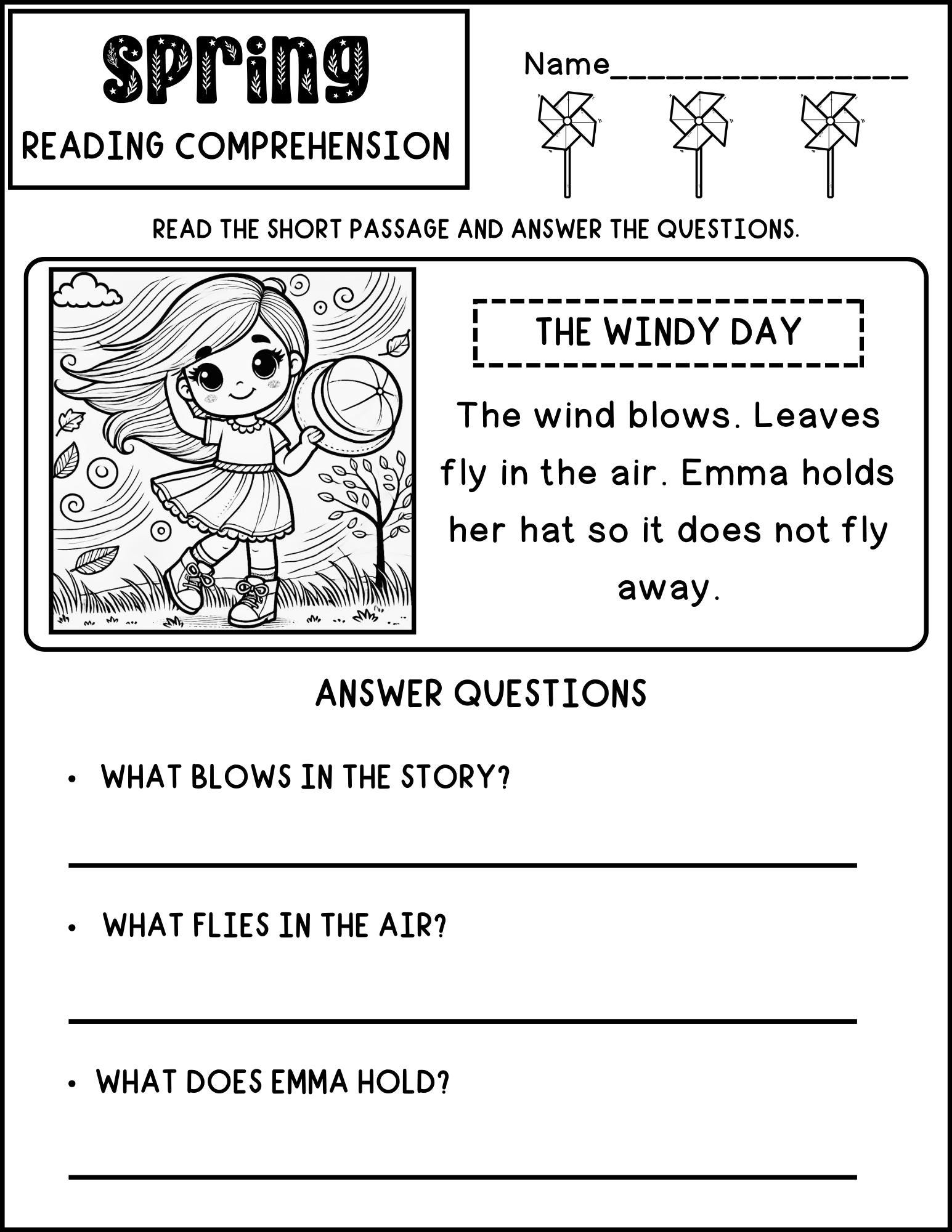Spring Reading Comprehension Passages for Kindergarten & 1st Grade | 20 ...