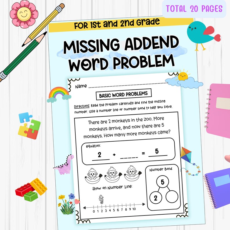 Missing Addend Word Problems Worksheets | Fun & Visual Math Practice ...